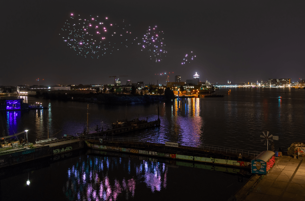 Flock of Drones fly over Amsterdam | Next Nature
